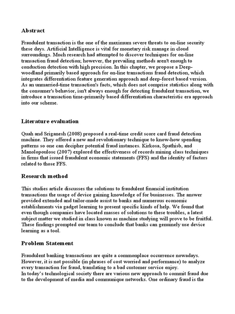 IT Word Document - Fraudulent Bank Transactions | PDF | Machine ...