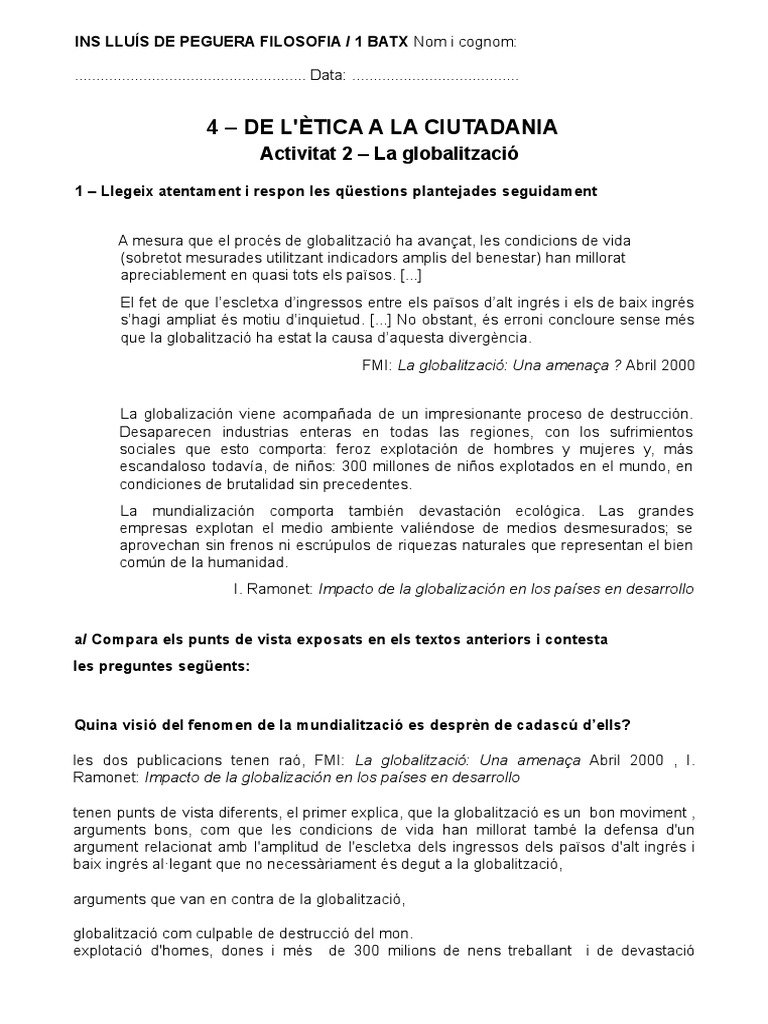 Filo - 4.3 - La Globalització Gandhi Perez | PDF