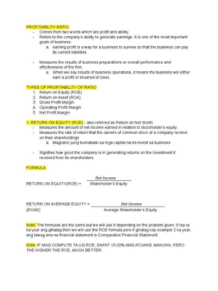 Fs Analysis - Profitability Ratio | PDF | Return On Equity | Equity ...