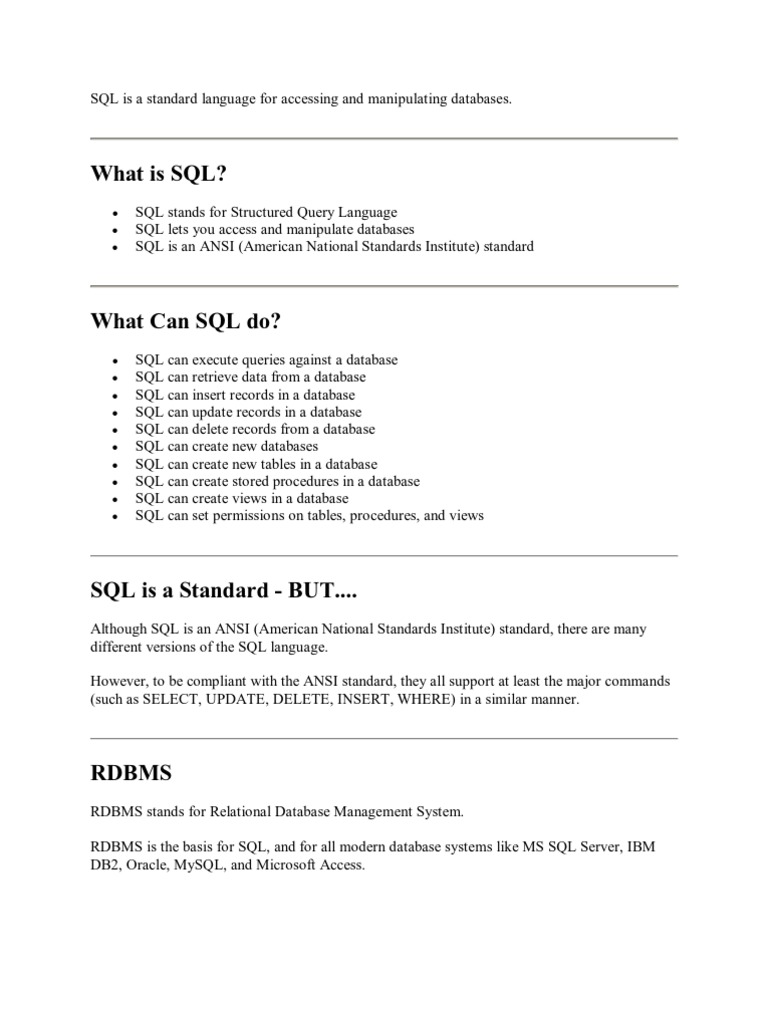 What Is SQL? | PDF