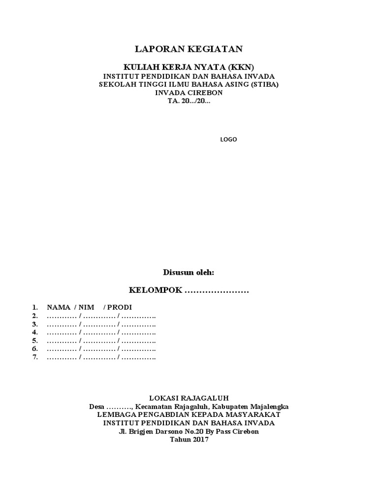 Format Laporan KKN | PDF