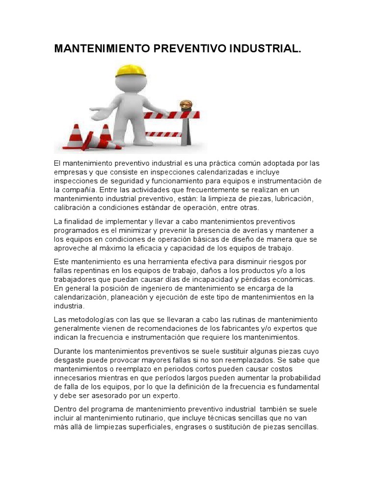 Mantenimiento Preventivo Industrial | PDF