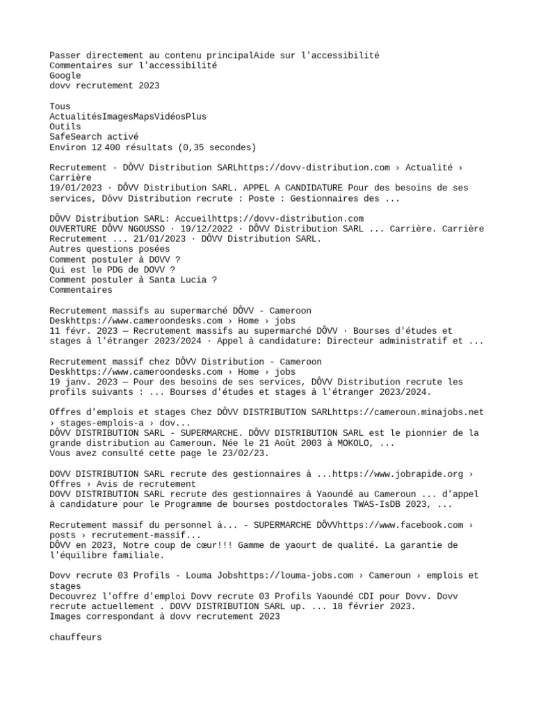 Recrutement DÔVV 2023 à Yaoundé | PDF | Évolution de carrière | Affaires