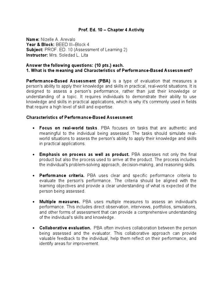 Prof Ed 10 Chapter 4 Activity Pdf Educational Assessment Teachers