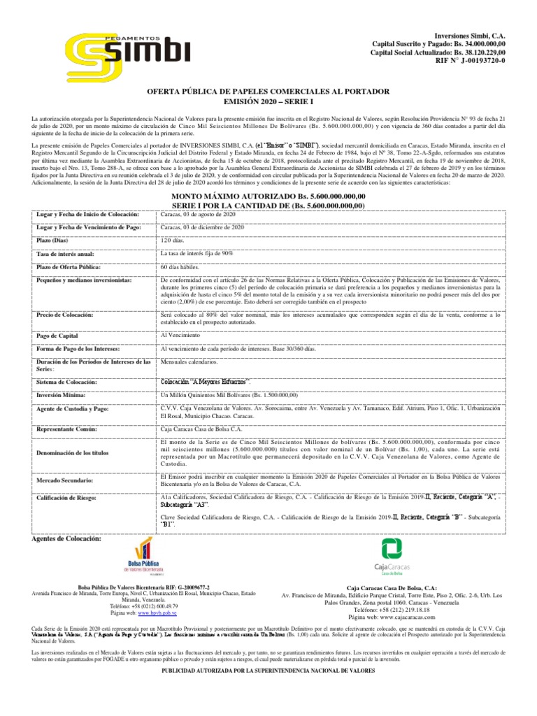 Aviso de Prensa Serie I - SIMBI | PDF