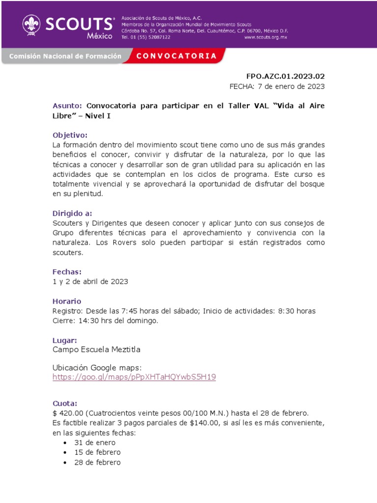 Convocatoria VAL I AZC | PDF