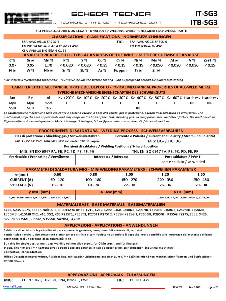 Scheda Tecnica: IT-SG3 Itb-Sg3 | PDF | Chemical Substances | Engineering