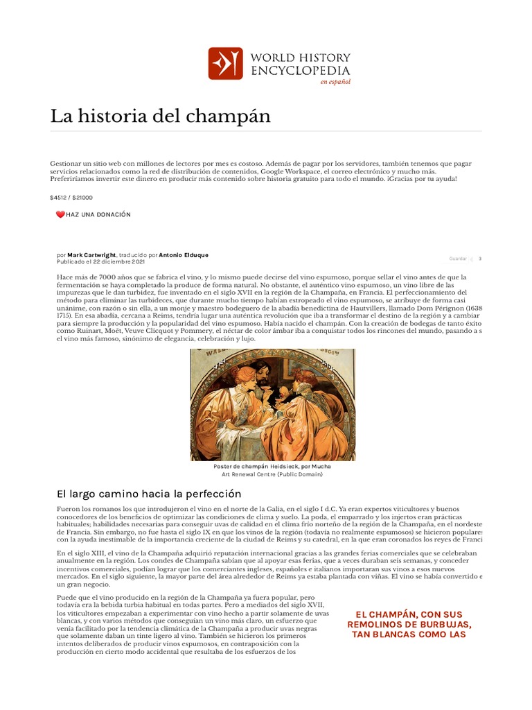 La Historia Del Champán - Enciclopedia de La Historia Del Mundo | PDF | champán | Vino