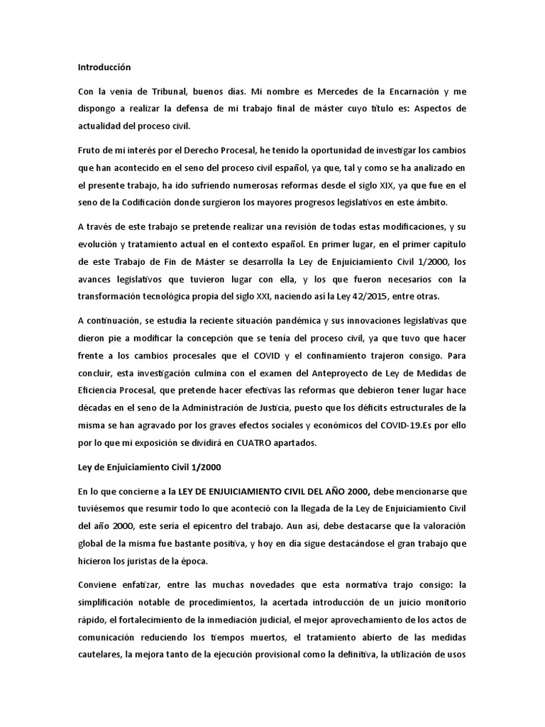 Guion Provisional TFM | PDF | Ley procesal | Judicaturas