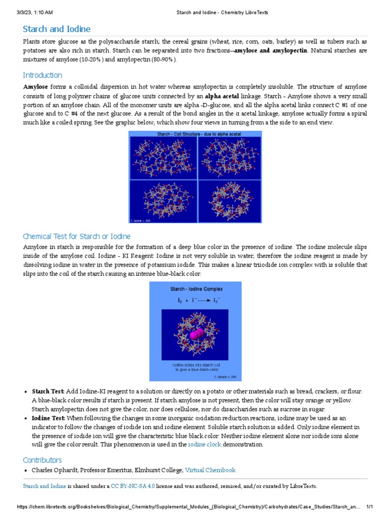 Starch-Iodine Reaction Explained | PDF | Starch | Iodine