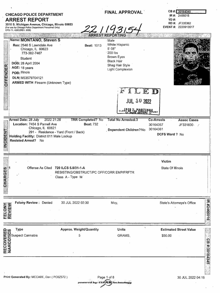 Steven Montano Arrest Report | PDF