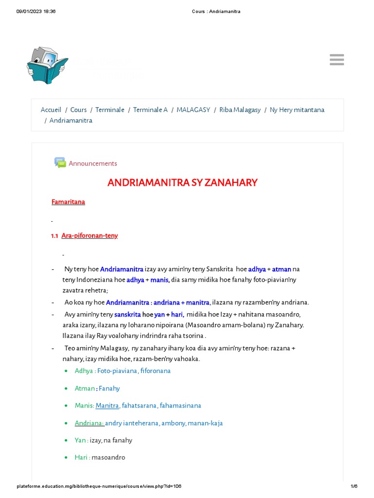 Cours - Andriamanitra | PDF