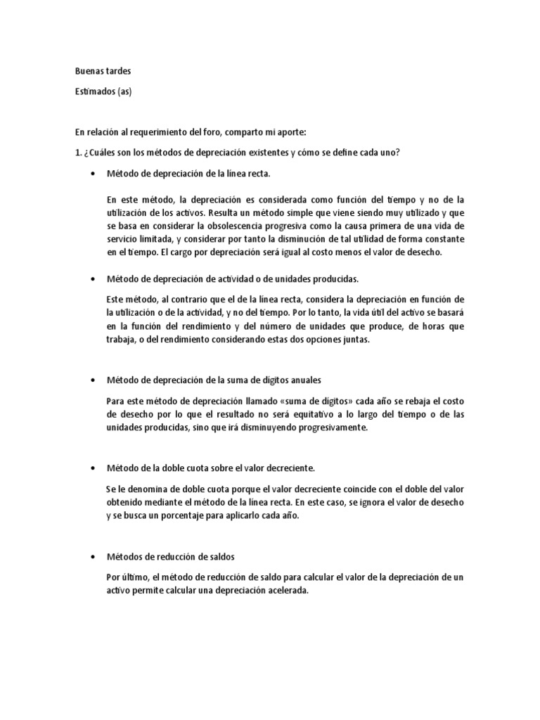 Aporte de Foro No.1 | PDF | Depreciación | Economias