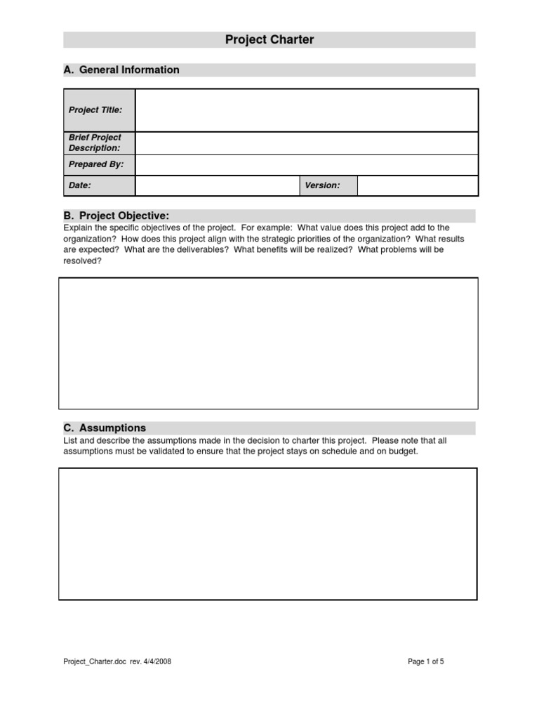 Project Charter Template | PDF | Project Management | Accountability