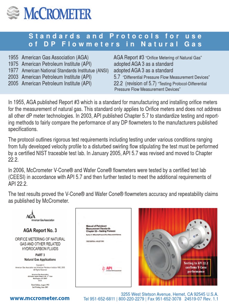 Standards and Protocols For Use of DP Flowmeters in Natural Gas | PDF ...