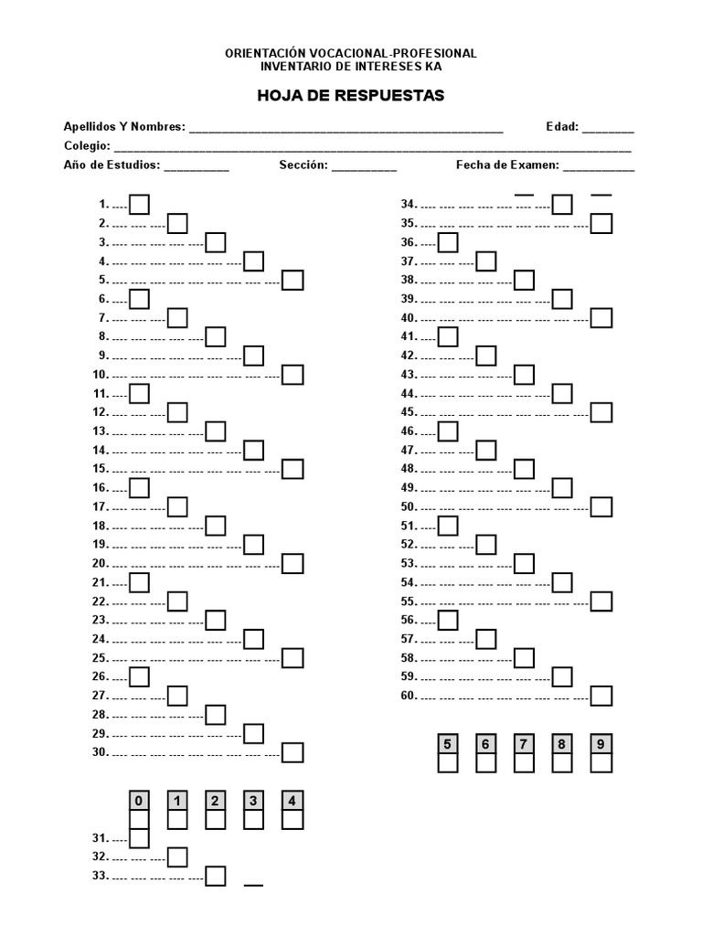 Hoja de Respuesta Kuder | PDF