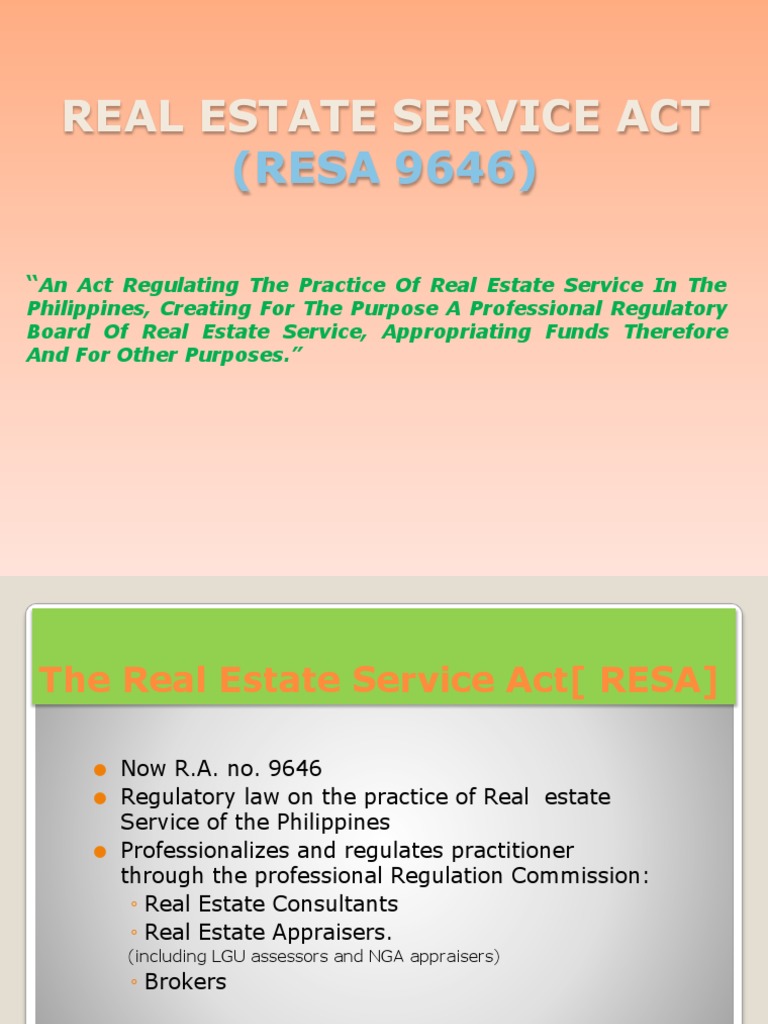 Real Estate Service Act Overview | PDF | Real Estate Appraisal | Licensure