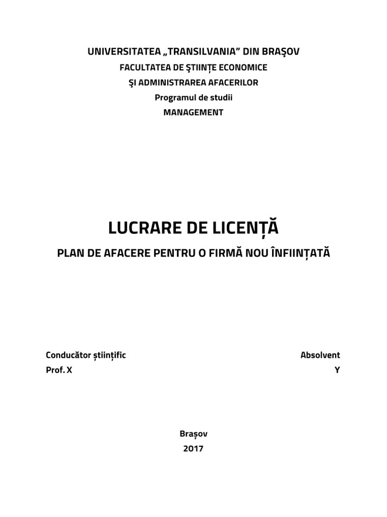 Lucrarea de Licenta Model Partial Completat Lucrare Stiinte Economice Specializarea Management | PDF