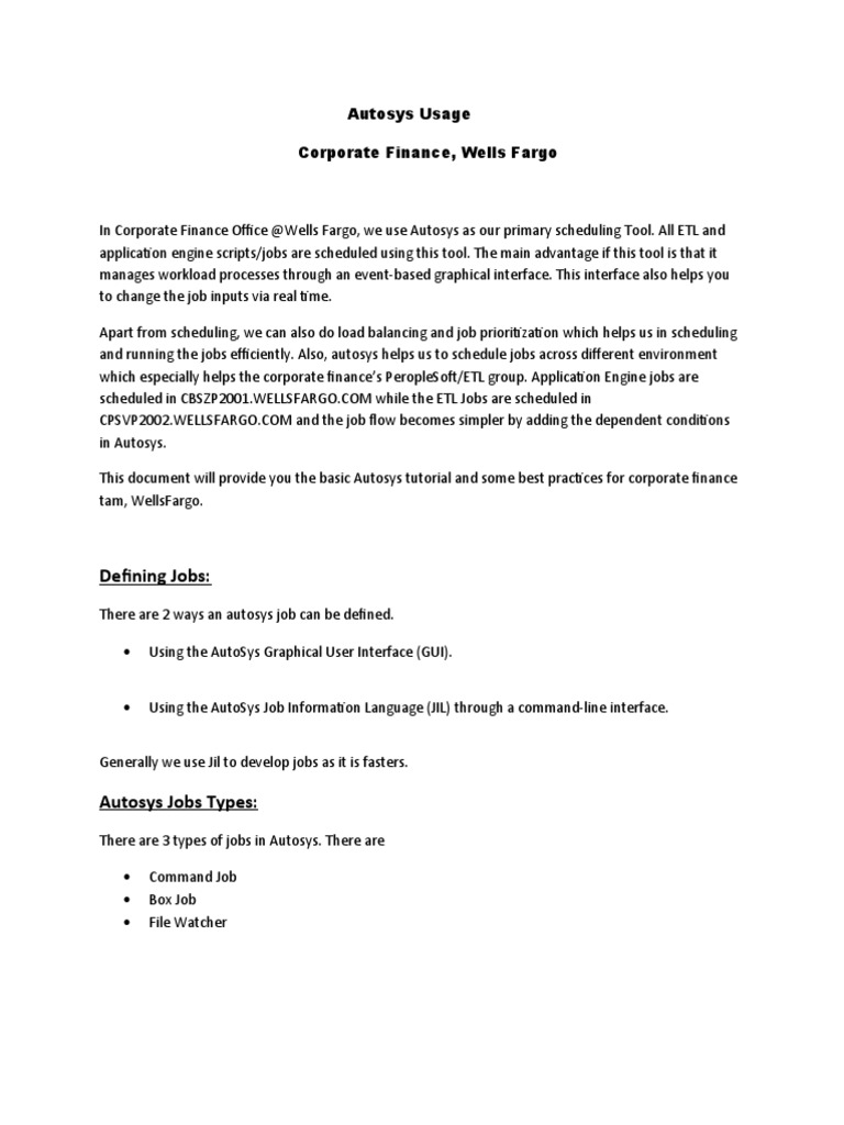 Autosys Usage Download Free Pdf Graphical User Interfaces Scripting Language