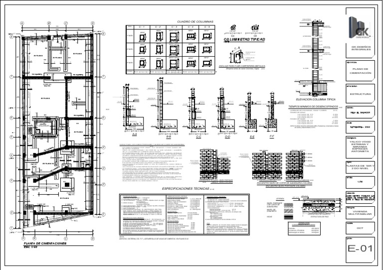 Columnetas Tipicas: Elevacion Columna Tipica | PDF | Ingeniería ...