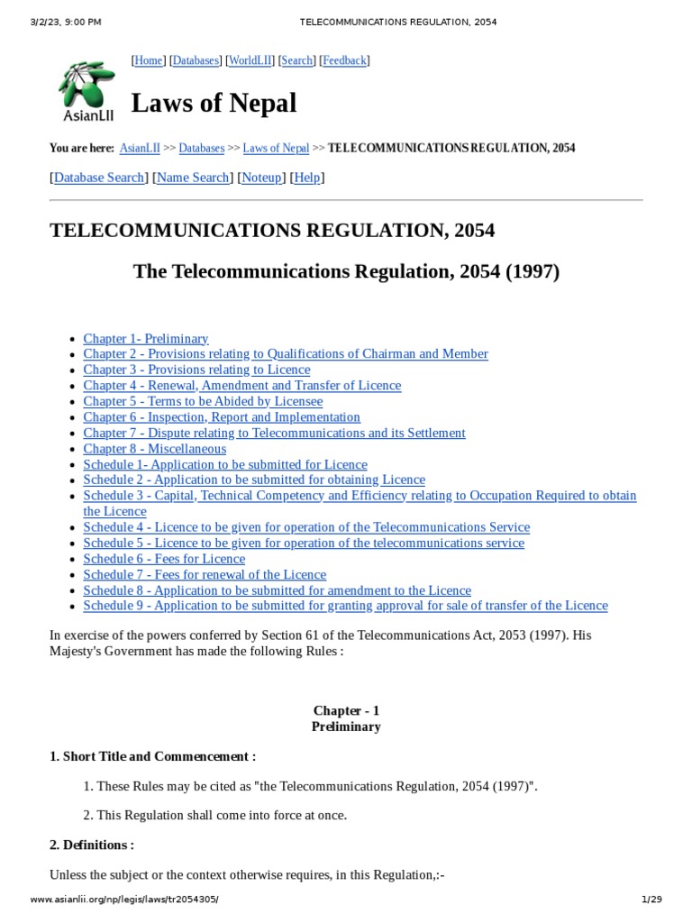 Telecommunications Regulation, 2054 | PDF | License | Royalty Payment