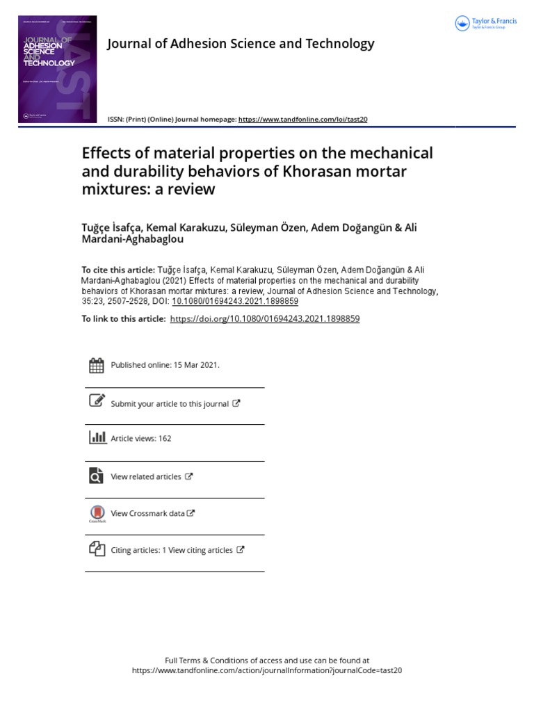 Effects of Material Properties On The Mechanical and Durability ...