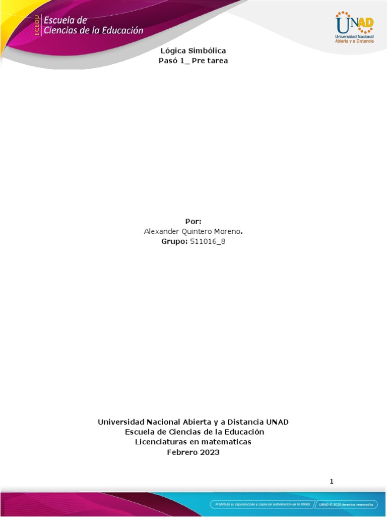 Tarea 1 - Alexander Quintero - 3 | PDF | Matemáticas | Lógica