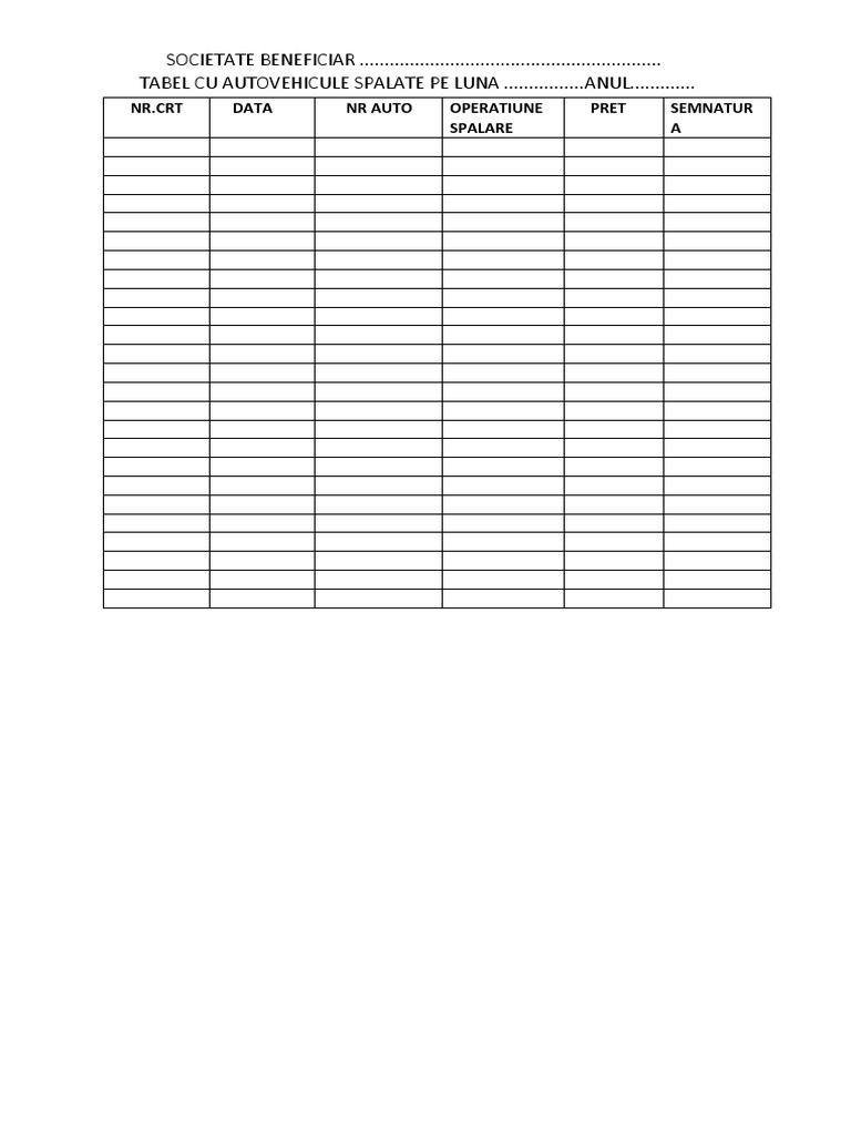Fisa Spalatorie Auto | PDF