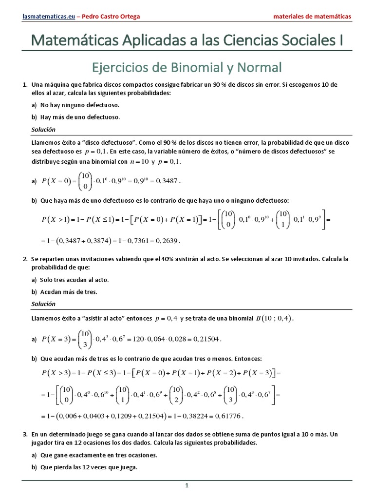 Binomial Normal 1 Soluciones | PDF | Desviación Estándar | Distribución normal