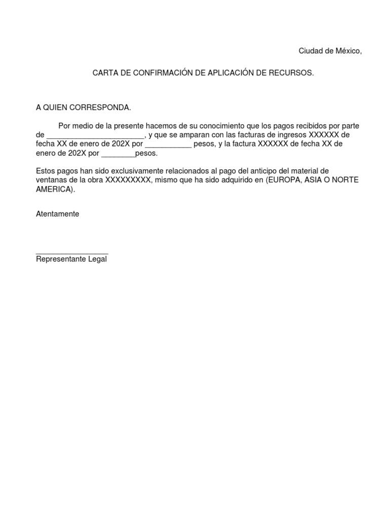 Carta de Aplicacion de Recursos | PDF