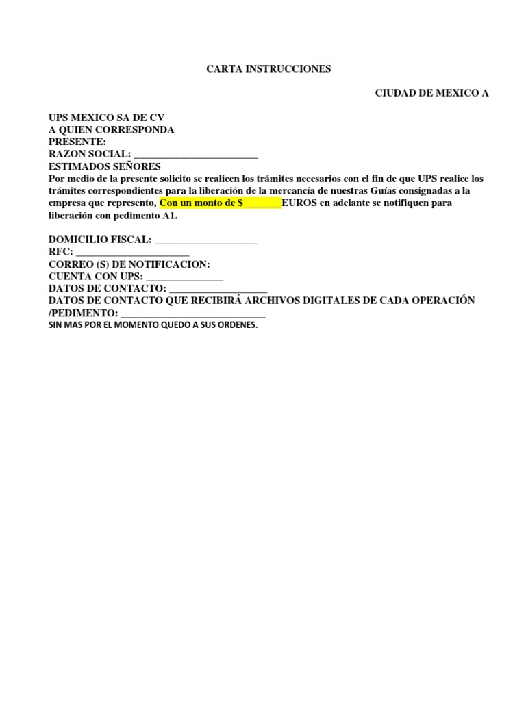 Carta de Instrucciones | PDF Carta de Instrucciones | PDF