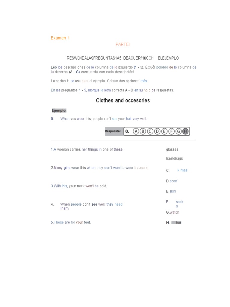 Examen Final Electiva I Inglés I - Sincelejo 2023 | PDF