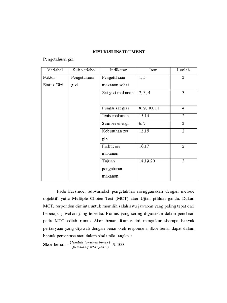 KISI KISI INSTRUMEN Validator | PDF