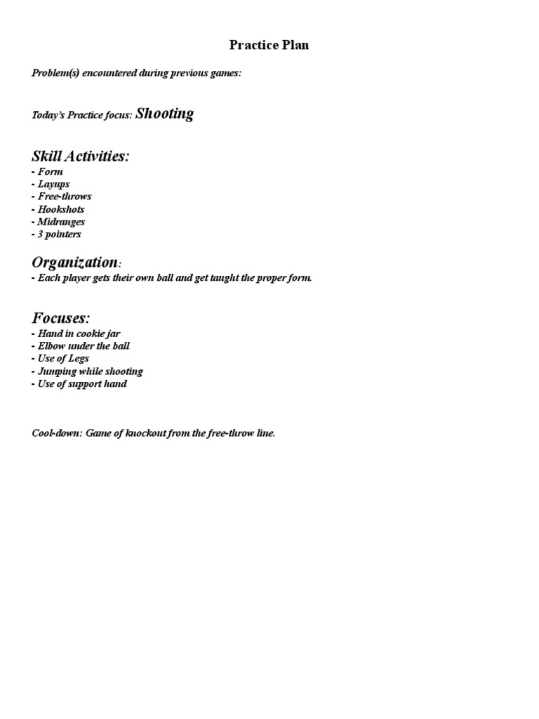 Practice Plan Template 1-2 | PDF