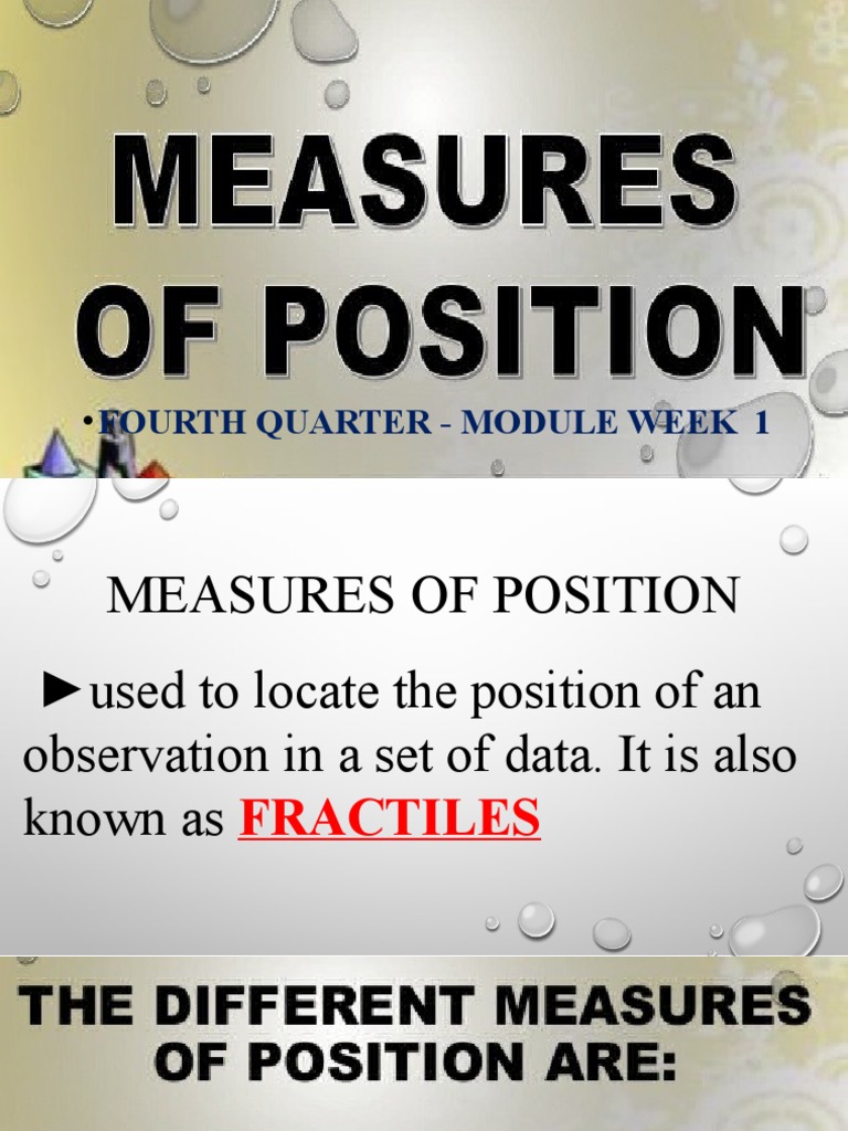 Measures Of Position Q4 Week 1 1 Pdf Sampling Statistics