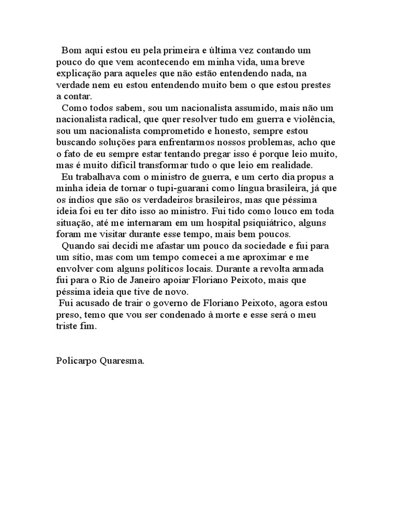 Reflexões de Policarpo Quaresma | PDF