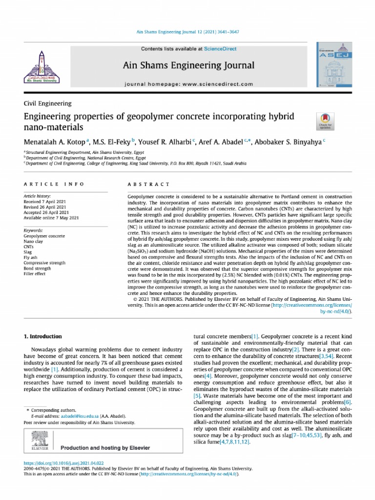 Engineering Properties of Geopolymer Concrete Incorporating Hybrid Nano-Materials - Elsevier ...