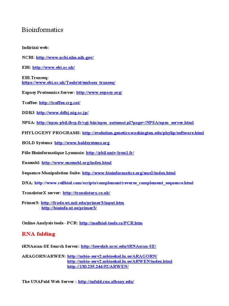 Applied Bioinformatics Web Sites | PDF