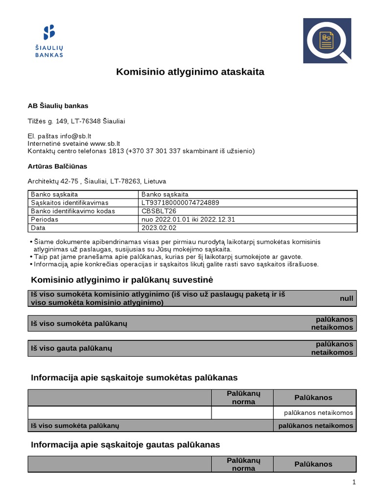 UTF-8Komisinio Atlyginimo Ataskaita | PDF