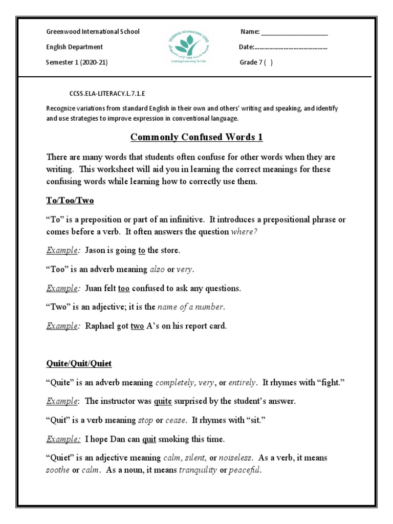 Commonly Confused Words Handout 1 | Download Free PDF | Verb | Adverb