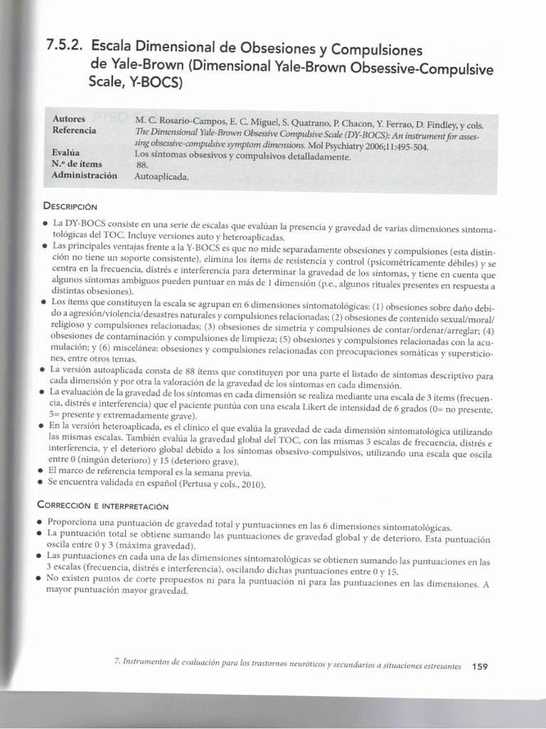 Y-BOCS Interpretación Escala Dimensional de Obsesiones y Compulsiones ...