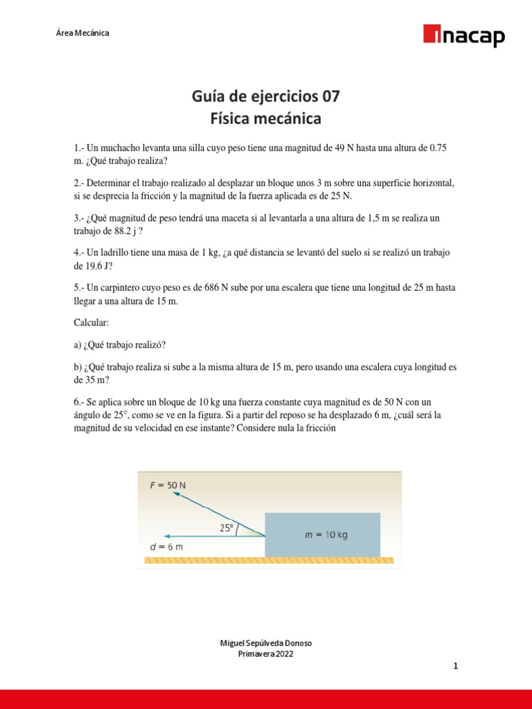 Guia de Ejercicios 07 | PDF | Masa | Fuerza