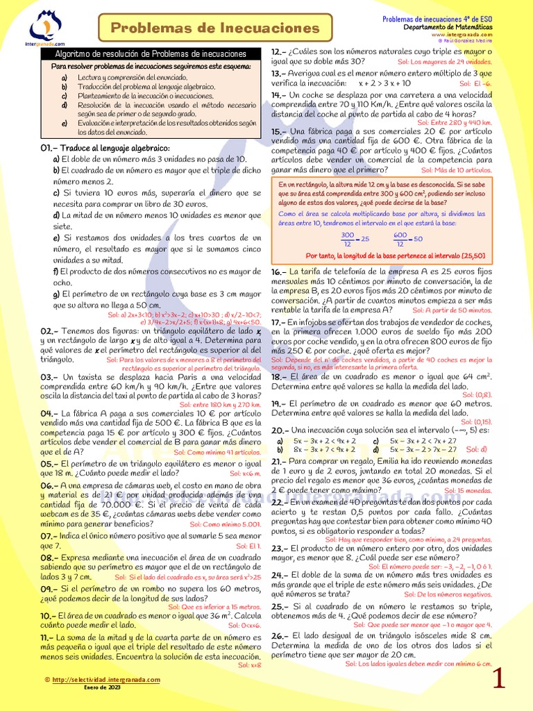 Inecuac Probl | PDF | Triángulo | Dom