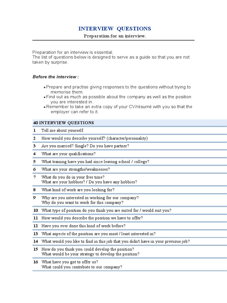 Interview Questions | PDF
