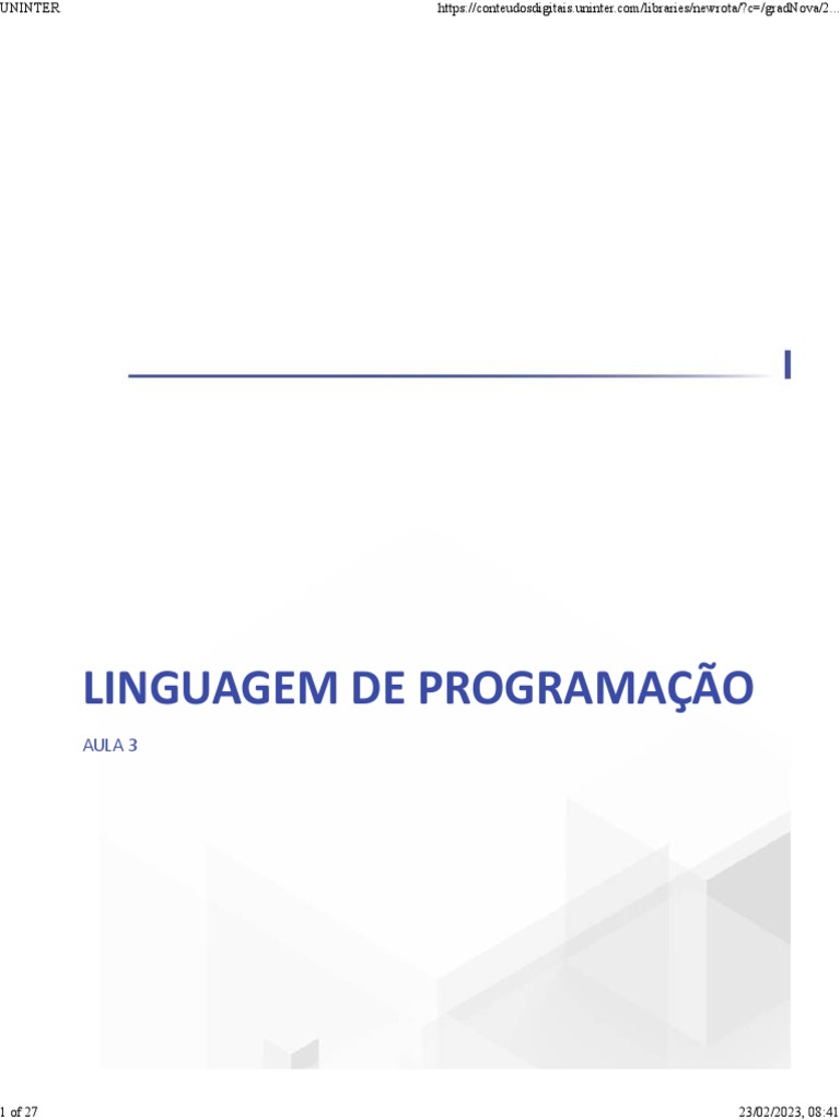 Aula 3 Criação De Objetos E Interação Com Banco De Dados Pdf Classe Programação De 8521
