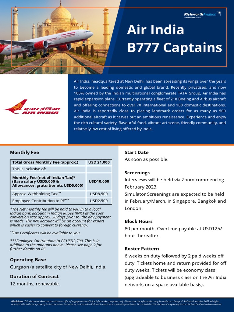 Air India B777 Captain Brief - Updated 25jan | PDF | Cost Of Living ...