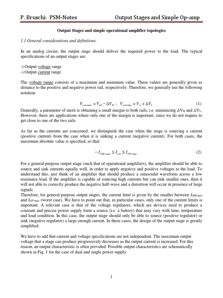 Output Stages and Opamps V2 | PDF | Amplifier | Operational Amplifier