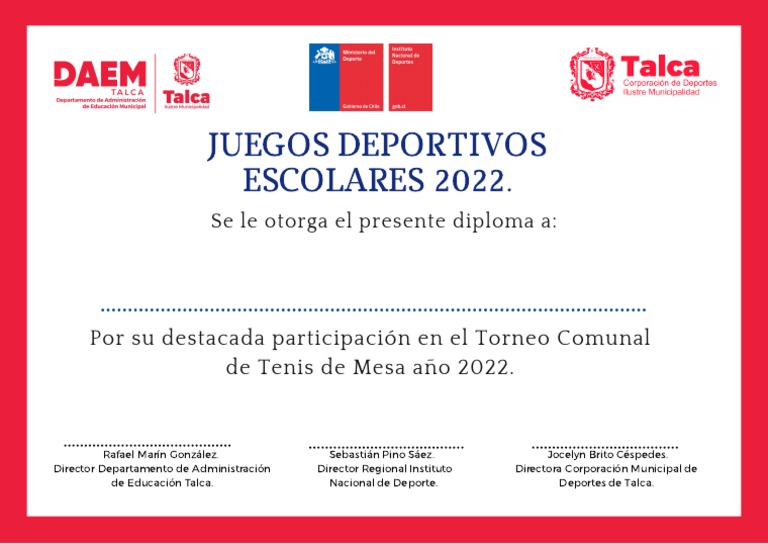 Diploma Tenis de Mesa | PDF