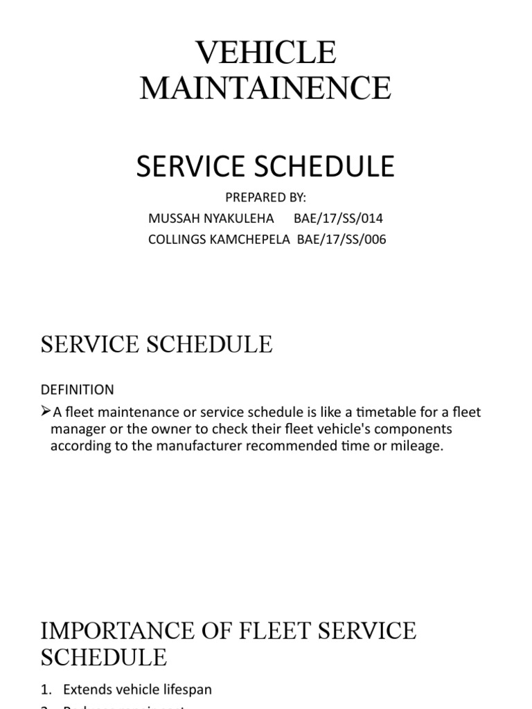 Service Schedule | PDF | Vehicles | Truck