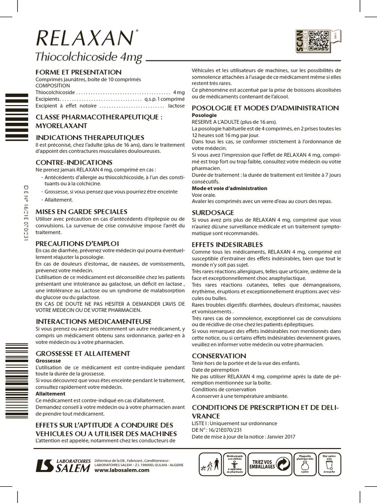 Relaxan 4mg Comp B 10 | PDF | Épilepsie | Effet indésirable